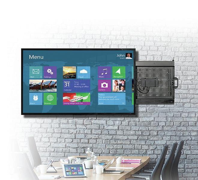 B-Tech Flat Screen Wall Mount With Slide-Out AV Storage Tray, black ...
